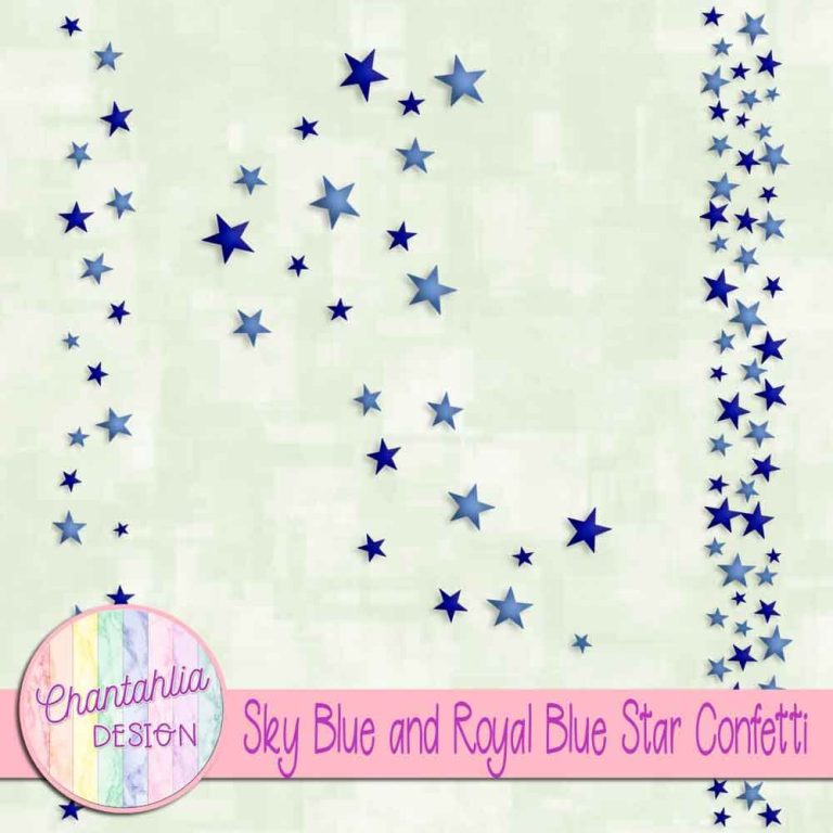 Free Sky Blue and Royal Blue Star Confetti for Digital Scrapbooking