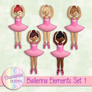 Free Ballerina Design Elements for Digital Scrapbooking