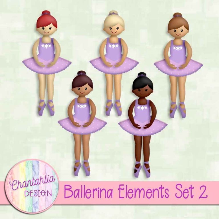 Free Ballerina Design Elements for Digital Scrapbooking