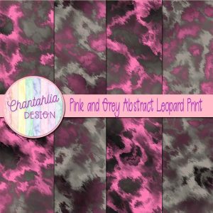 Free Pink and Grey Digital Papers with Abstract Leopard Print Designs