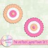 Free Pink and Peach Layered Paper Flowers for Digital Scrapbooking