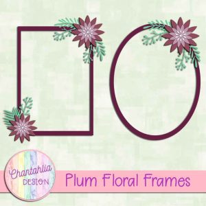 Free Floral Frames in Plum