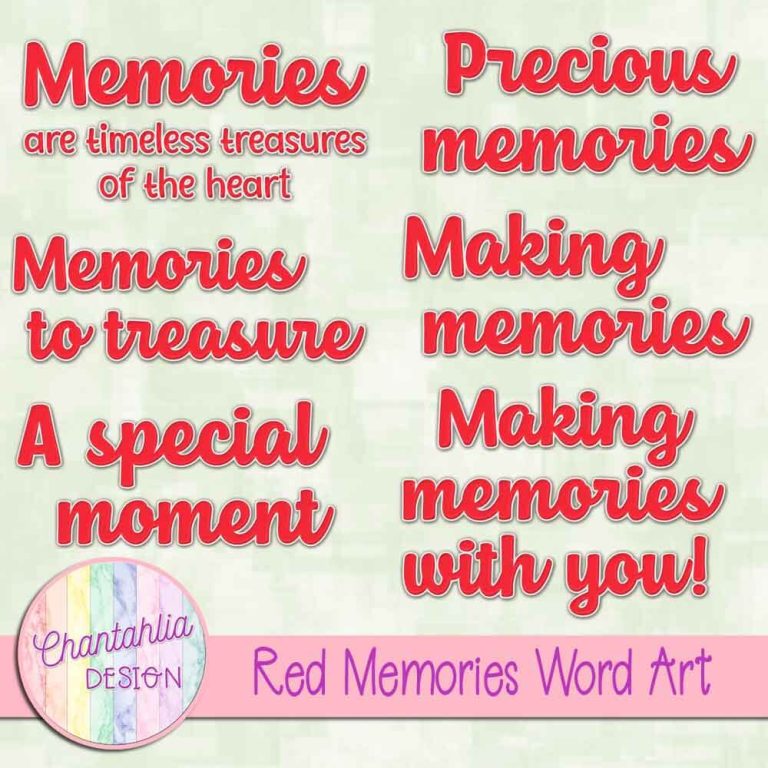Free Memories Word Art in Red
