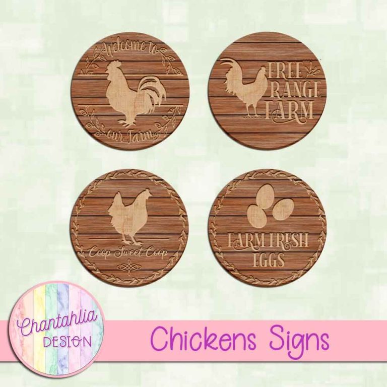Free Signs in a Chickens Theme for Digital Scrapbooking