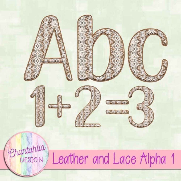 Free Alpha in a Leather and Lace Theme for Digital Scrapbooking