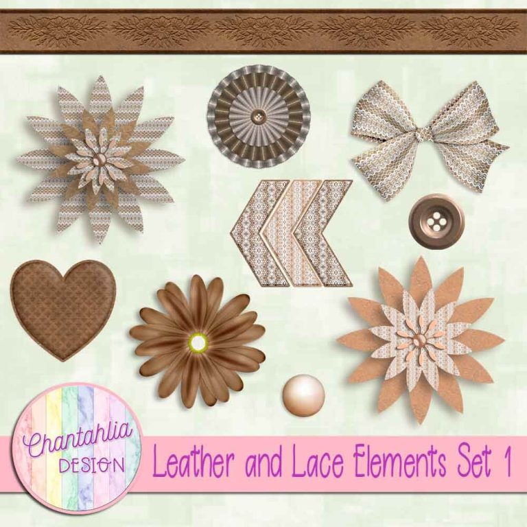 Free Leather and Lace Design Elements for Digital Scrapbooking