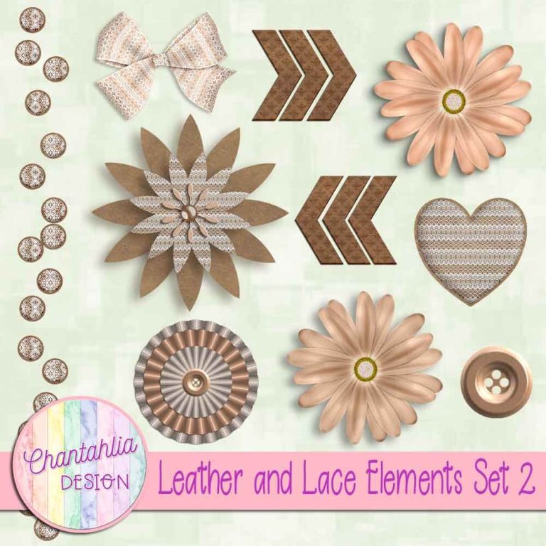 Free Leather and Lace Design Elements for Digital Scrapbooking