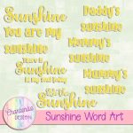 Free Word Art in a Sunshine Theme for Digital Scrapbooking