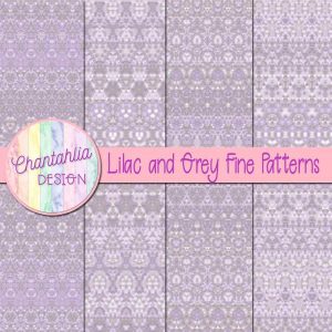 Free Lilac and Grey Digital Papers with Fine Patterns Designs