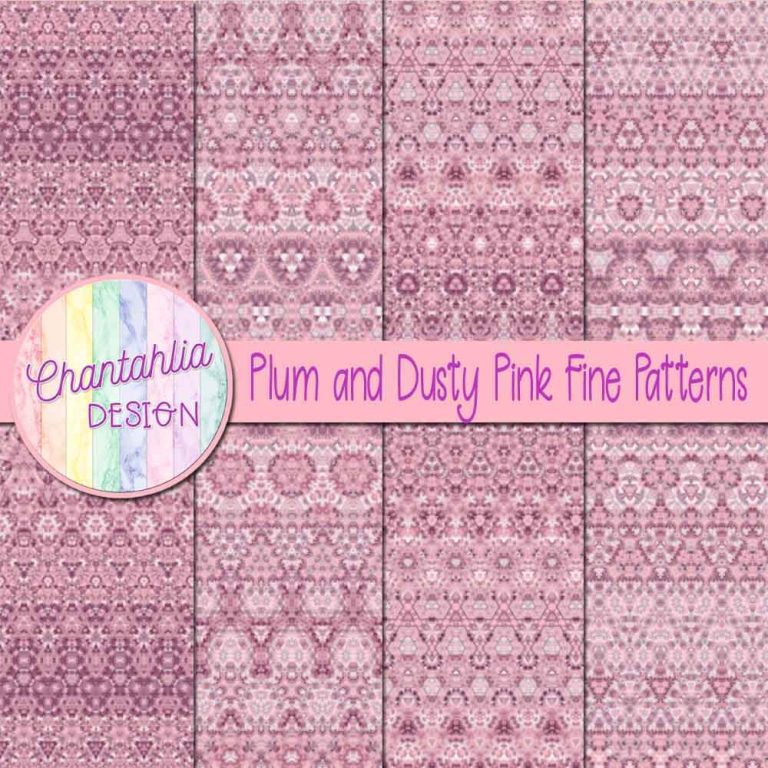 Free Plum and Dusty Pink Digital Papers with Fine Patterns Designs