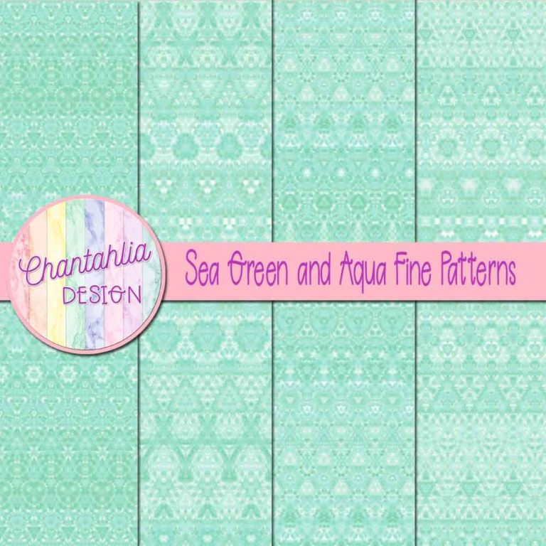Free Sea Green and Aqua Digital Papers with Fine Patterns Designs