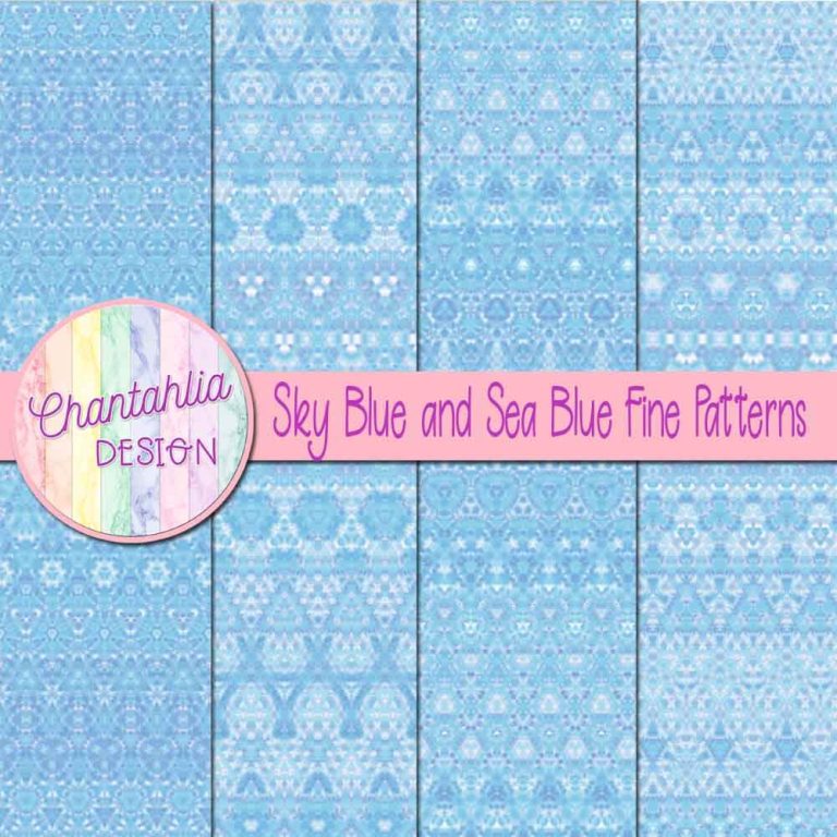 Free Sky Blue and Sea Blue Digital Papers with Fine Patterns Designs