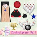 Free Bowling Design Elements for Digital Scrapbooking