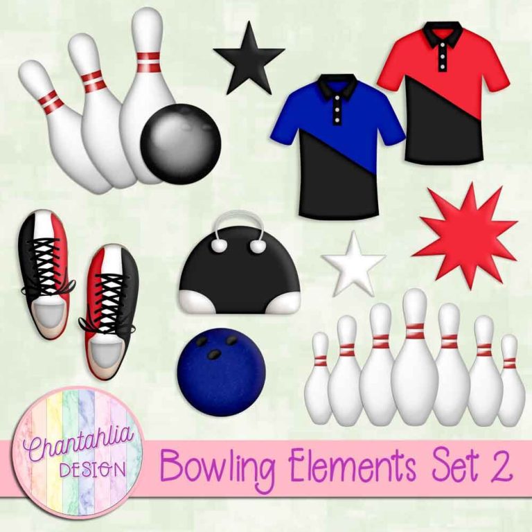 Free Bowling Design Elements for Digital Scrapbooking
