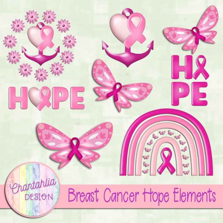 Free Breast Cancer Hope Design Elements for Digital Scrapbooking