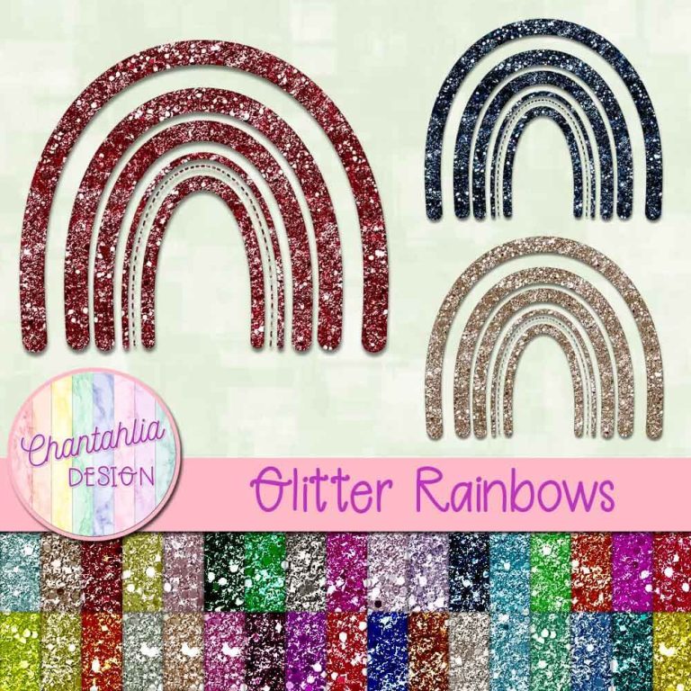 Free Glitter Rainbow Design Elements in 36 Colours