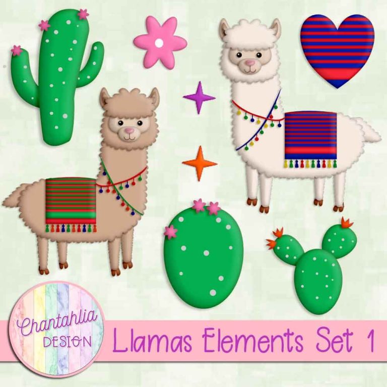 Free Llamas Design Elements for Digital Scrapbooking