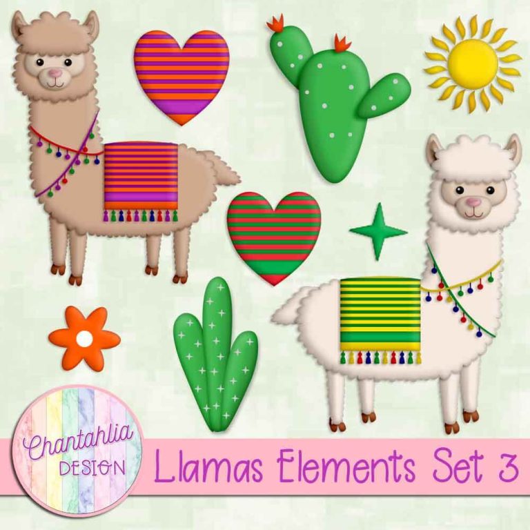 Free Llamas Design Elements for Digital Scrapbooking