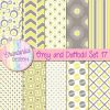 Grey and Daffodil Digital Papers Set 17 - Chantahlia Design
