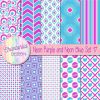 Free Neon Purple and Free Neon Blue Digital Papers with Various Patterns