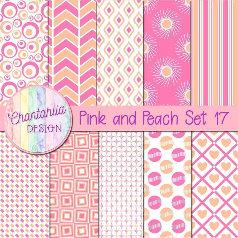 Free Pink and Peach Digital Papers with Various Patterns