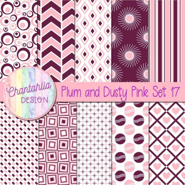Free Plum and Dusty Pink Digital Papers with Various Patterns