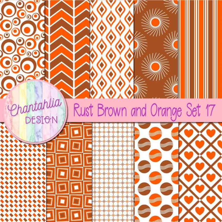 Free Rust Brown and Orange Digital Papers with Various Patterns
