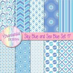 Free Sky Blue and Sea Blue Digital Papers with Various Patterns