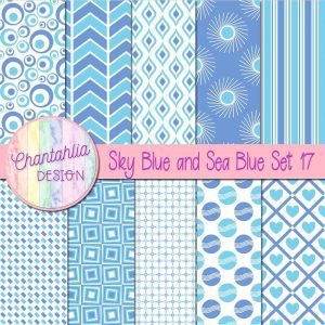 Free Sky Blue and Sea Blue Digital Papers with Various Patterns