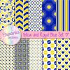 Free Yellow and Royal Blue Digital Papers with Various Patterns