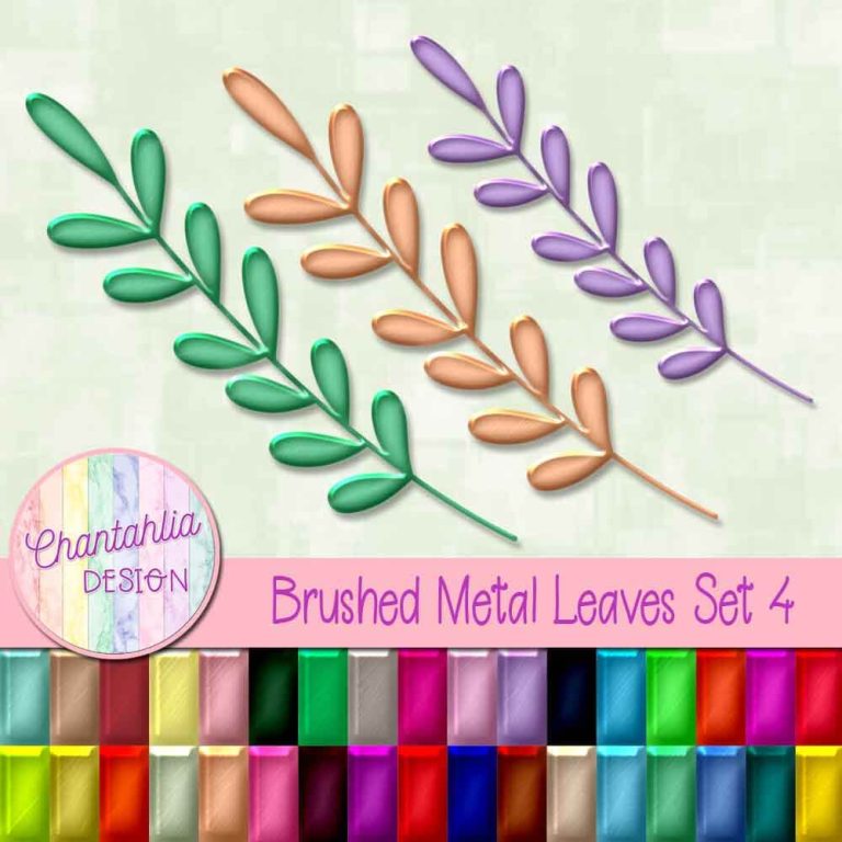 Free Brushed Metal Leaves Design Elements