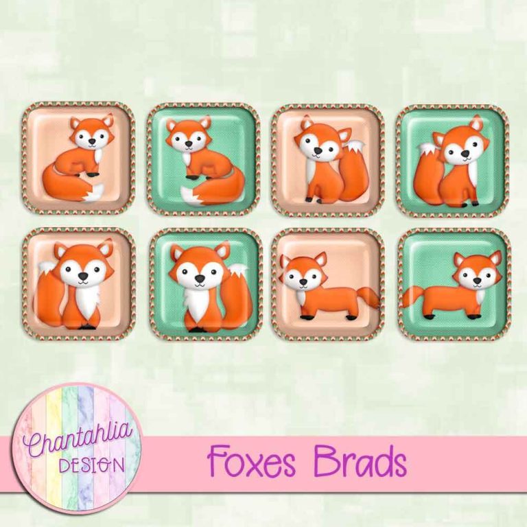Free Brads in a Foxes Theme for Digital Scrapbooking