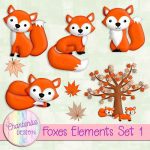 Free Foxes Design Elements for Digital Scrapbooking