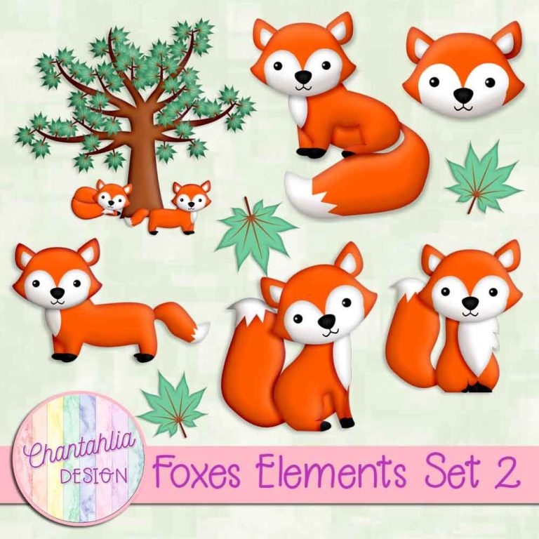Free Foxes Design Elements for Digital Scrapbooking