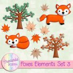 Free Foxes Design Elements for Digital Scrapbooking