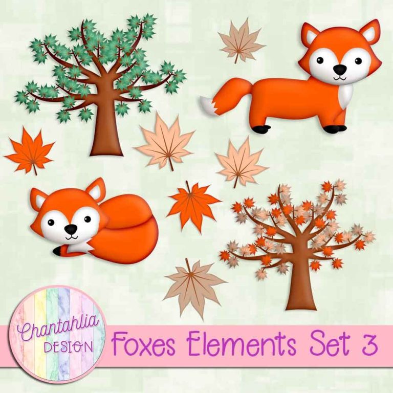 Free Foxes Design Elements for Digital Scrapbooking