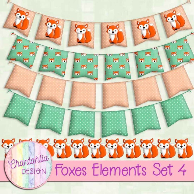 Free Foxes Design Elements for Digital Scrapbooking