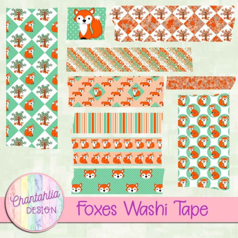 Free Washi Tape in a Foxes Theme for Digital Scrapbooking