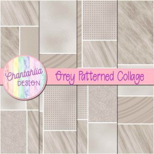 Grey Patterned Collage Digital Papers - Chantahlia Design