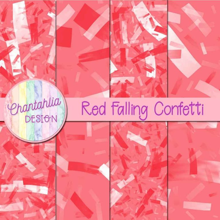 Red Falling Confetti Digital Papers