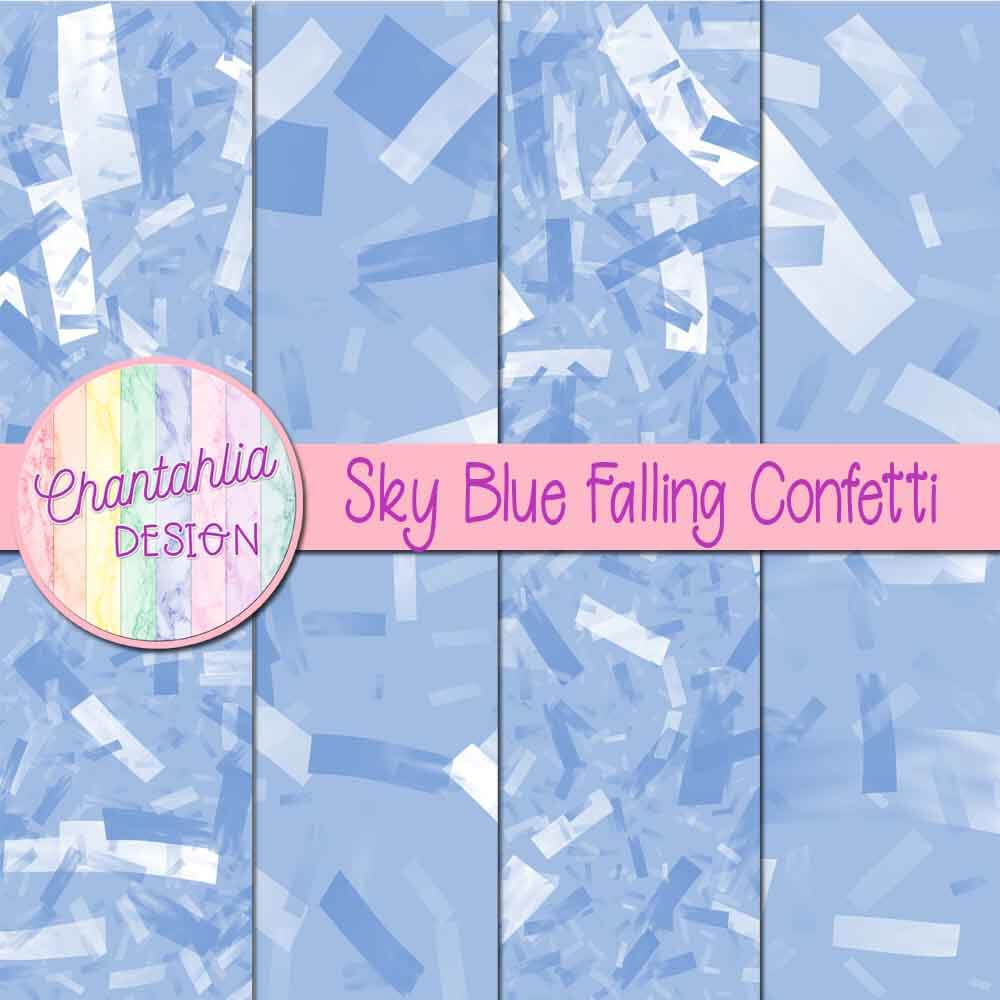 Sky Blue Falling Confetti Digital Papers Sky Blue Falling Confetti Digital Papers