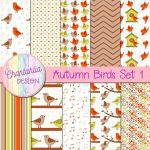 Autumn Birds Digital Papers Set 1
