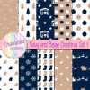 Navy and Beige Christmas Digital Papers Set 1
