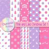 Pink and Lilac Christmas Digital Papers Set 1