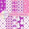 Purple and Pink Christmas Digital Papers Set 2