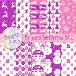 Purple and Pink Christmas Digital Papers Set 2