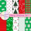 Merry Christmas Digital Papers Set 1