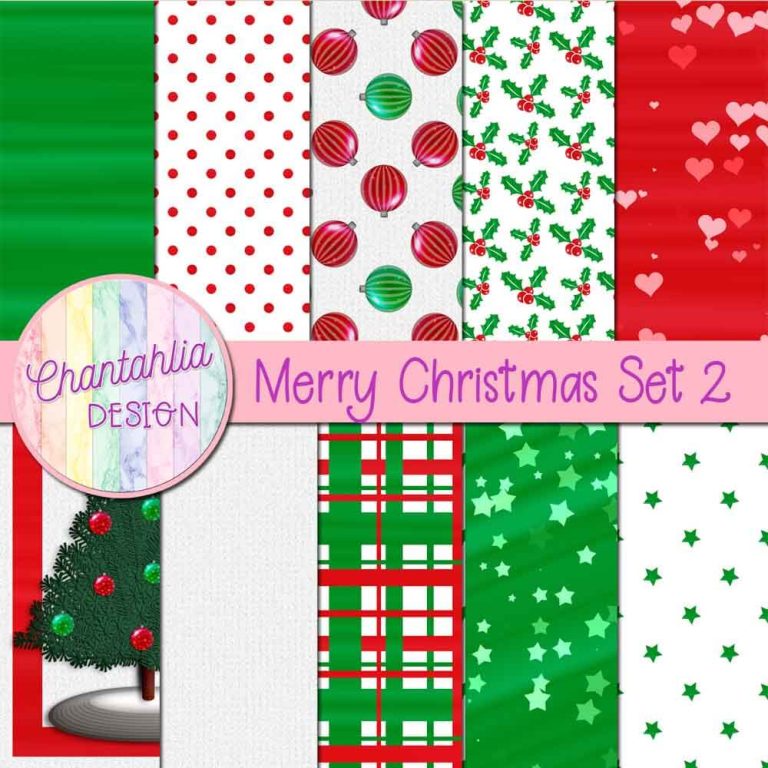 Merry Christmas Digital Papers Set 2