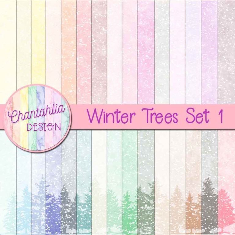 Winter Trees Digital Papers Set 1