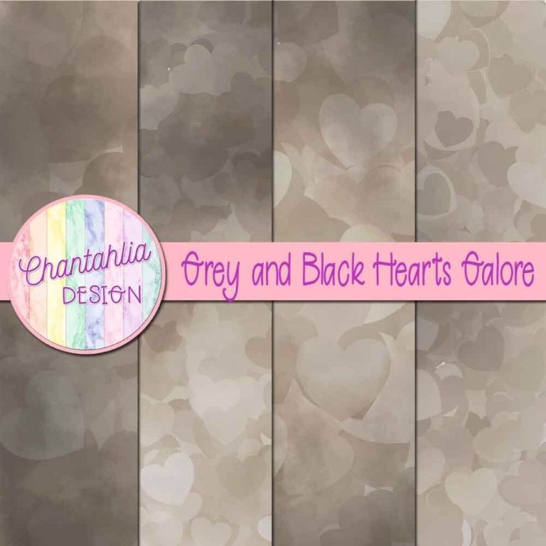 Grey and Black Hearts Galore Digital Papers